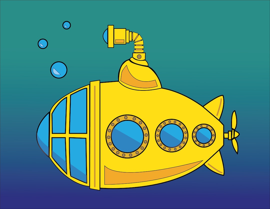 Submarine Illustration Children’s Wall Art, Printable Wall Art, Digital ...
