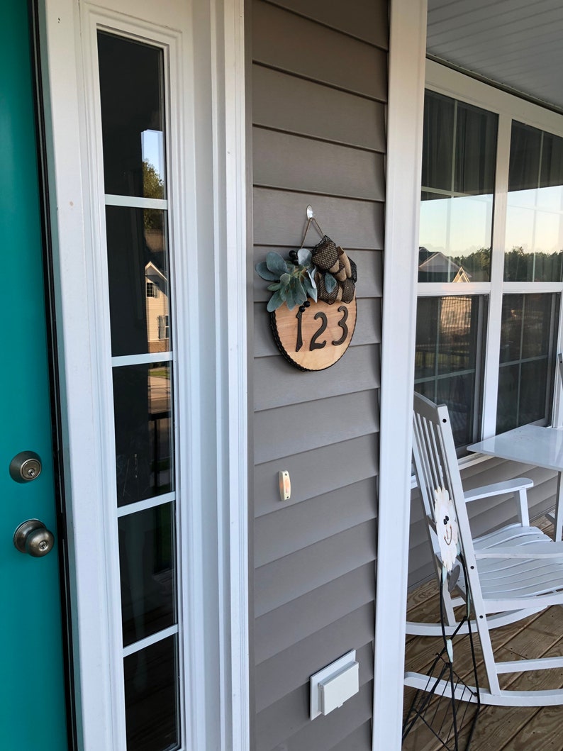 Address Number Wood Round Door Hanger - Etsy