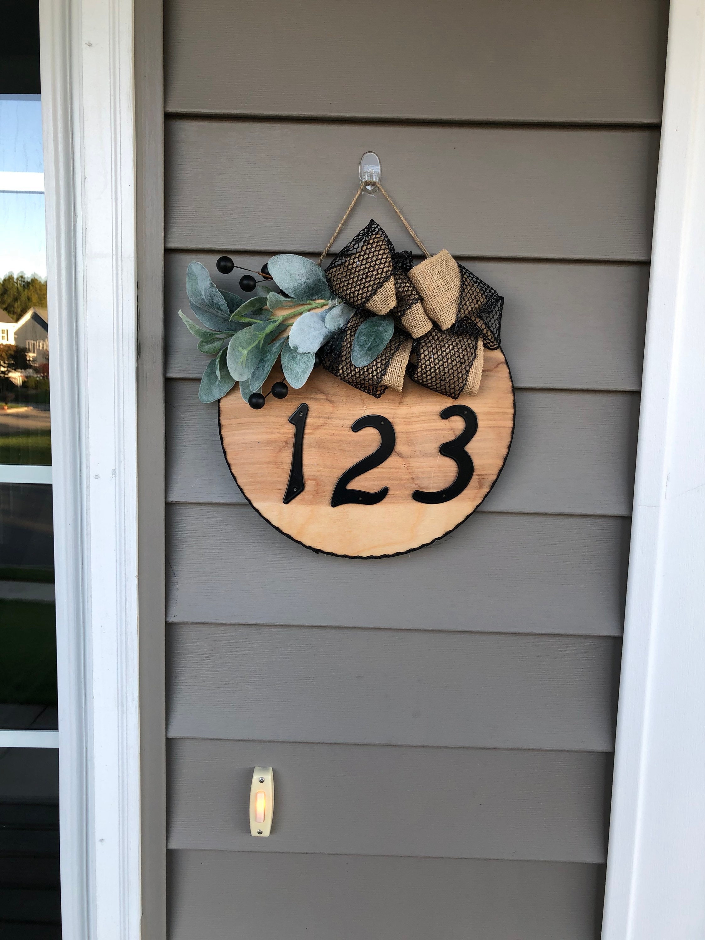 Address Number Wood Round Door Hanger - Etsy