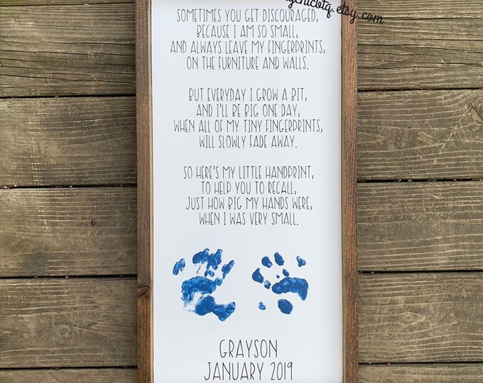Handprint Sign | Handprint Poem | Mother's Day Gift | Gift From Child ...