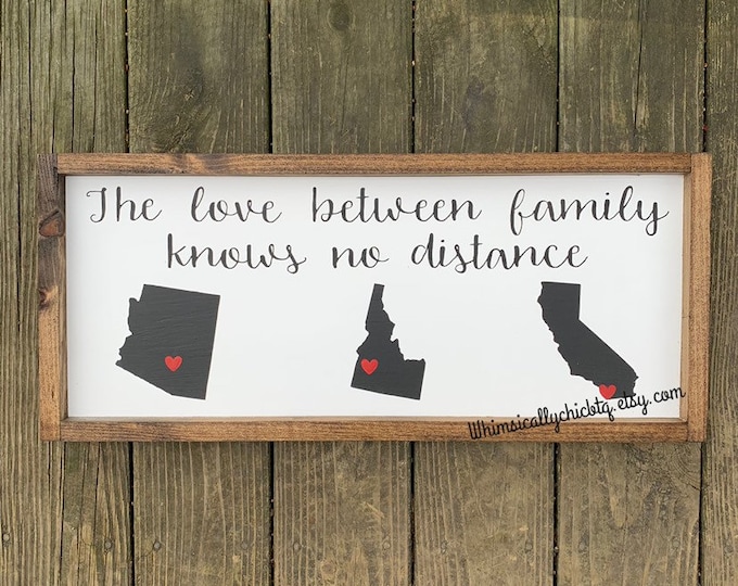 The Love Between Family Knows No Distance Sign | Long Distance Gift for ...