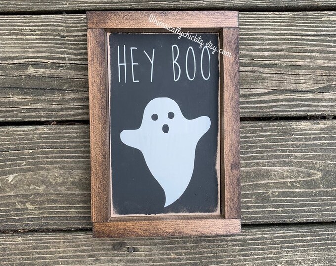 Hey Boo Sign Halloween Decor Halloween Sign Cute Funny Halloween Sign ...