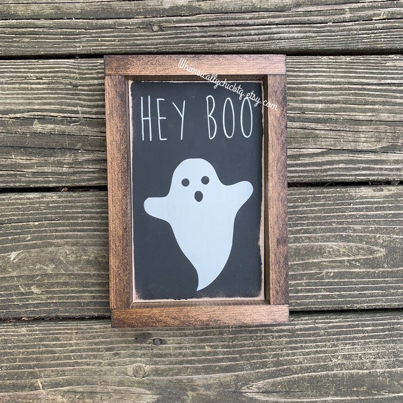 Hey boo sign halloween decor halloween sign cute funny | Etsy