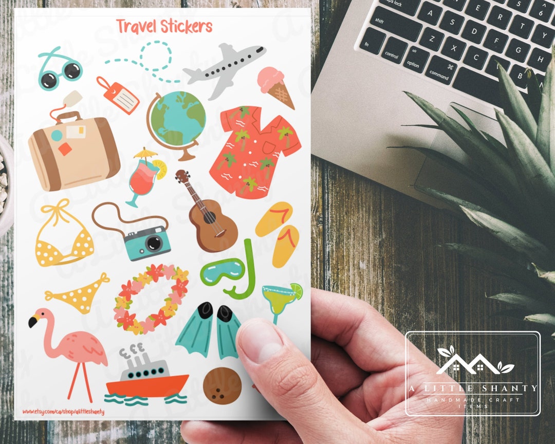Travel Sticker Sheet | Cute Tropical Vacation Stickers for Planners ...