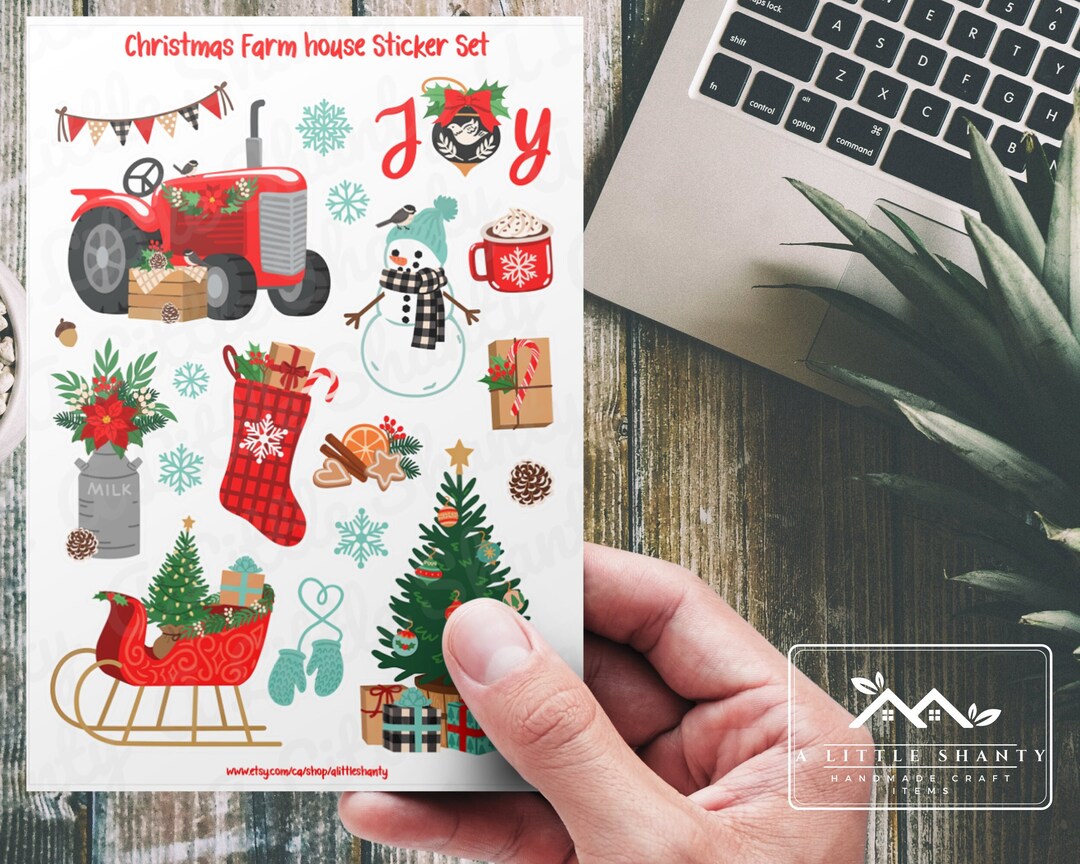 Christmas Farm House Sticker Sheet,card Making,scrapbook,kids Crafts ...