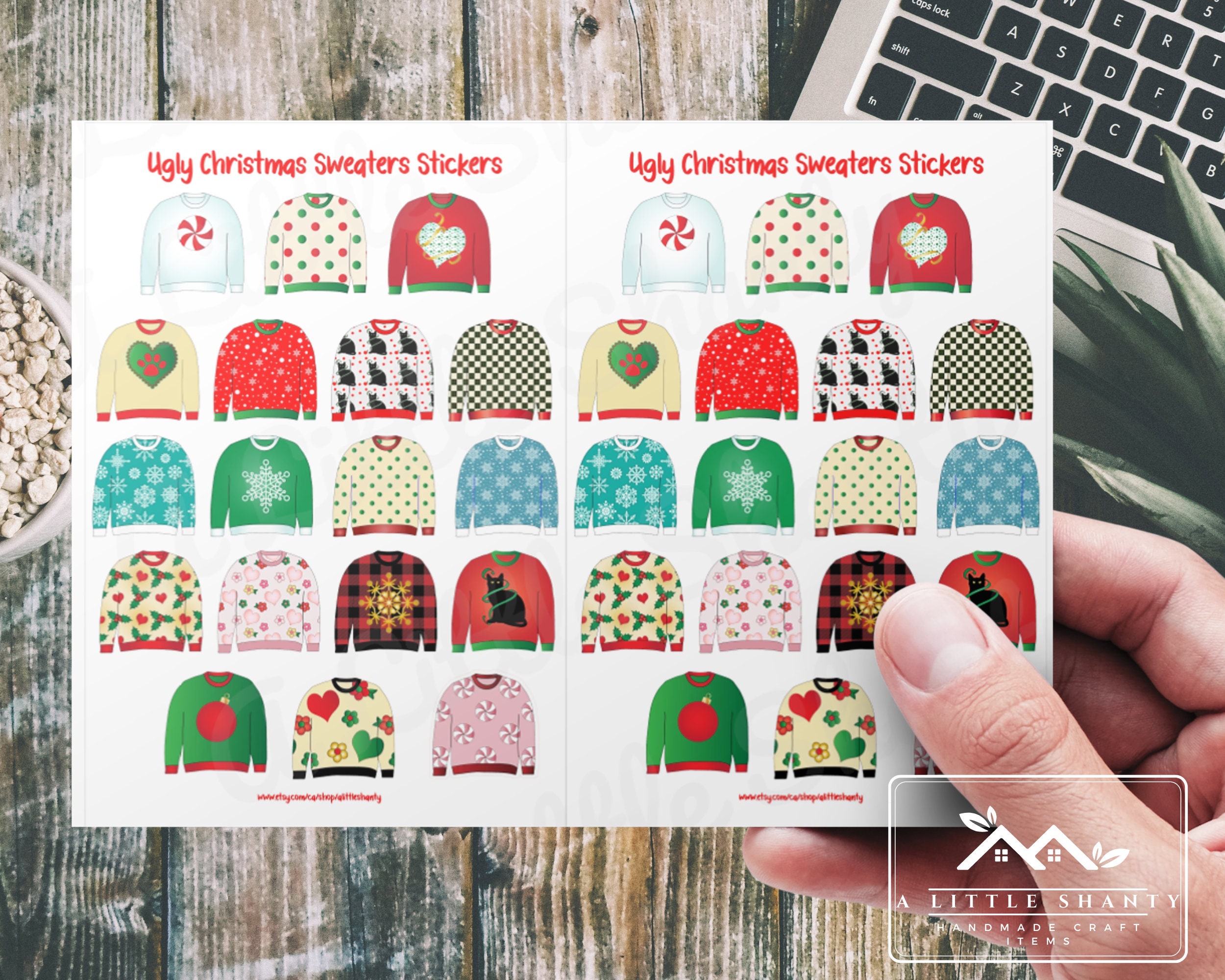 Ugly Christmas Sweaters Stickers, Card Making, Scrapbook Stickers ...