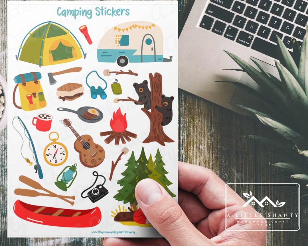 Summer Camping Sticker Sheet | Cute Wilderness Stickers for Planners ...