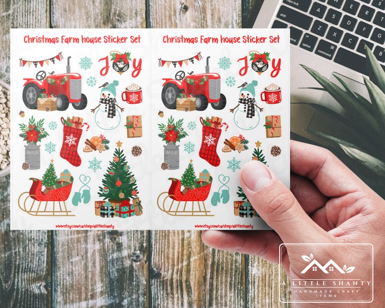 Christmas Farm House Sticker Sheet,card Making,scrapbook,kids Crafts ...