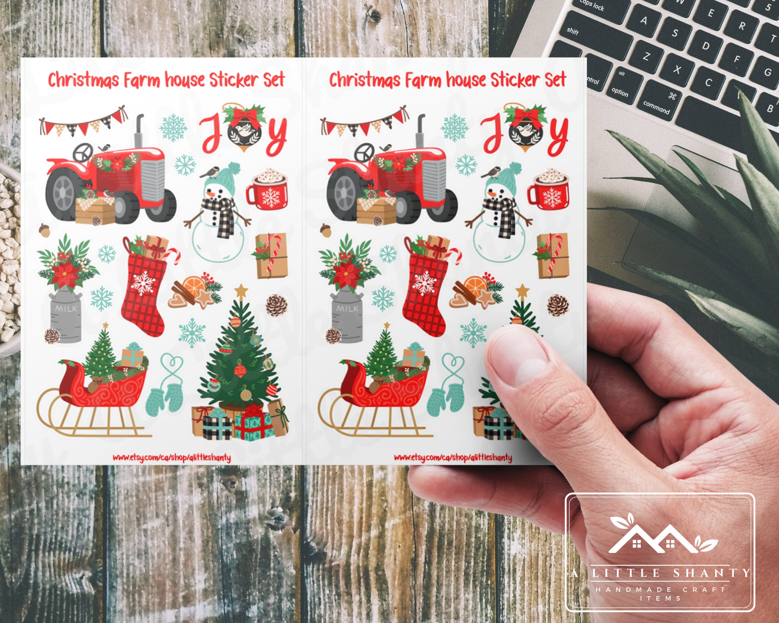 Christmas Farm House Sticker Sheet,card Making,scrapbook,kids Crafts ...