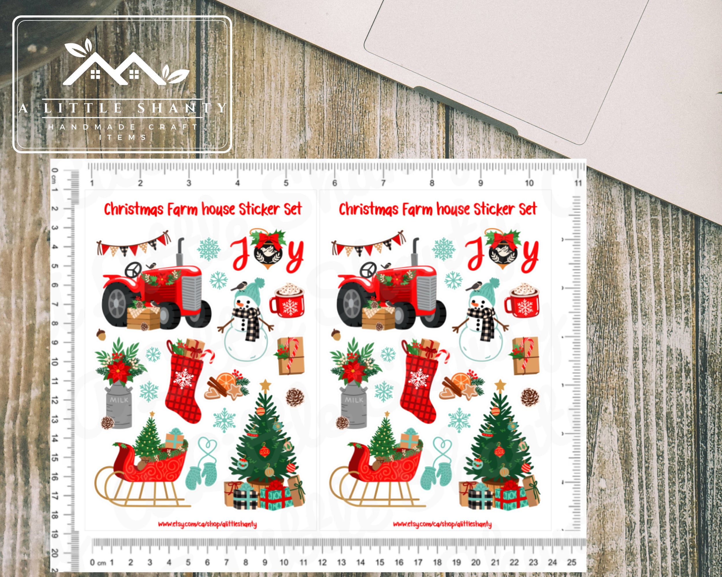 Christmas Farm House Sticker Sheet,card Making,scrapbook,kids Crafts ...