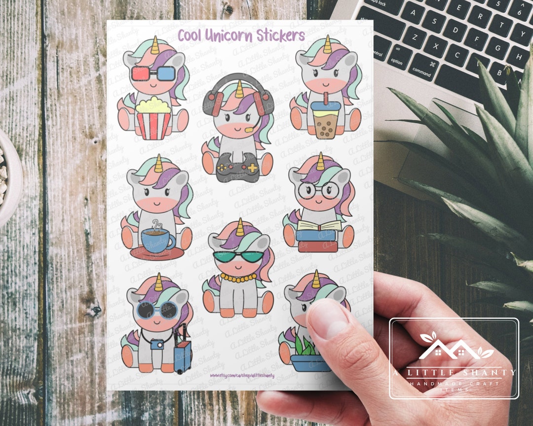 Cool Unicorn Stickers, Card Making Stickers, Kids Craft Stickers ...