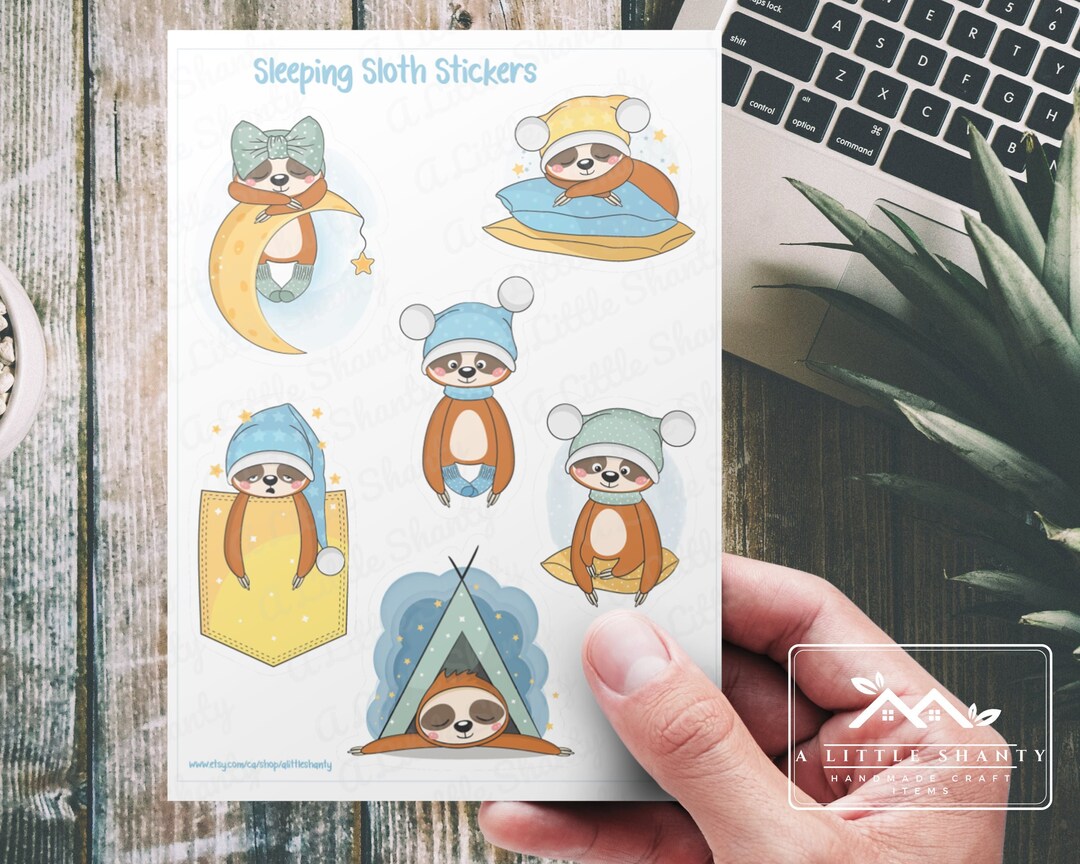Sleeping Sloth Sticker Sheet, Cute Sloth Stickers for Planners ...