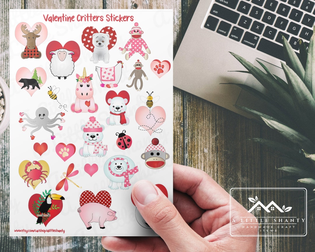 Valentine Critters Stickers,card Making,scrapbook Supplies,planner ...