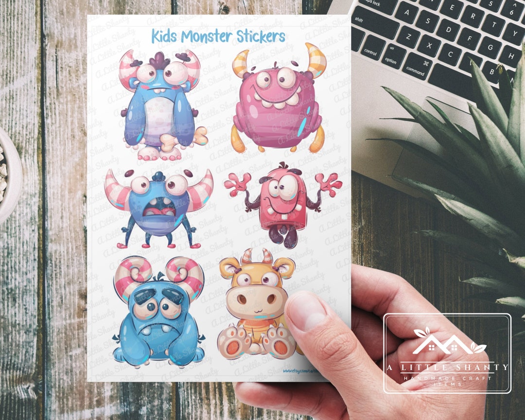 Kids Monster Sticker Sheet, Card Making, Scrapbook Stickers, Kids ...