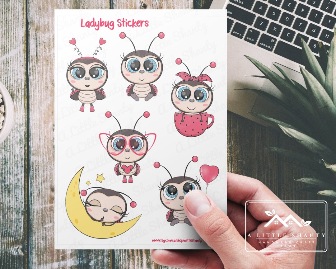Ladybug Sticker Sheet, Cute Stickers, Card Making, Scrapbook Sticker ...