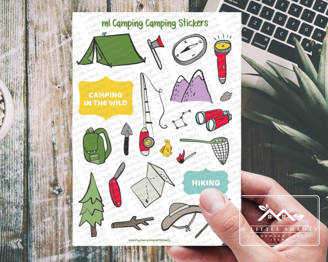 Summer Camping Sticker Sheet | Cute Wilderness and Hiking Gear Stickers ...