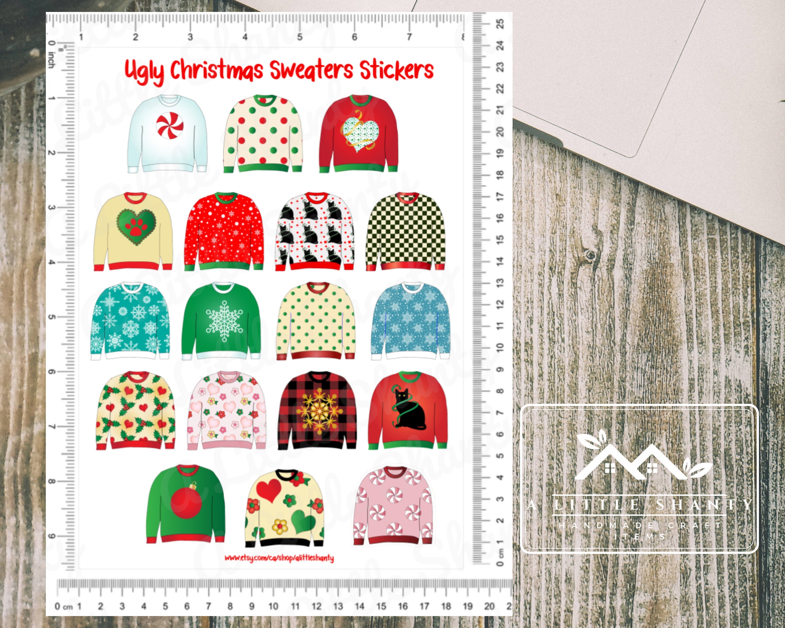 Ugly Christmas Sweaters Stickers, Card Making, Scrapbook Stickers ...
