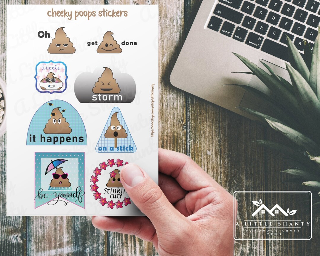 Cheeky Poops Sticker Sheet, Funny Card Making, Scrapbook, Planner ...