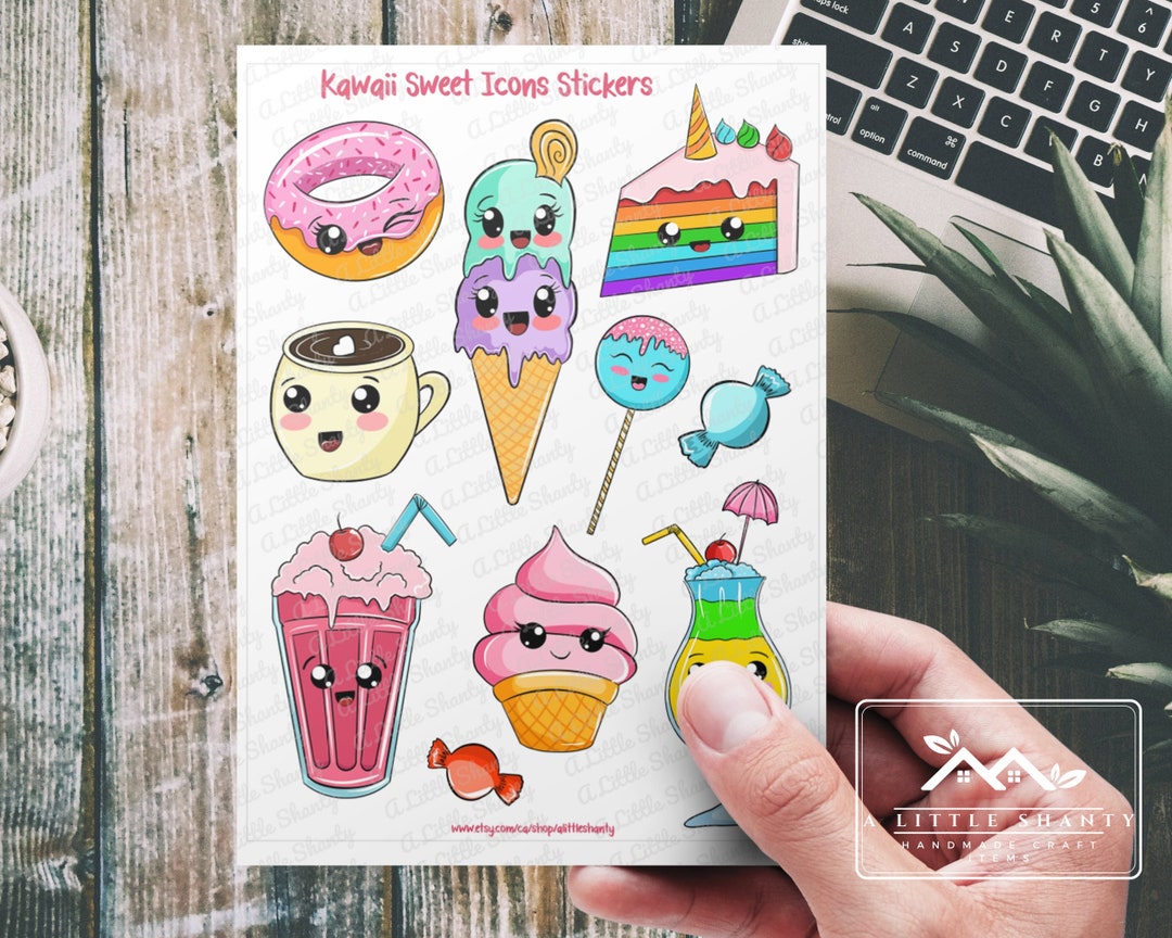 Kawaii Sweet Icons Stickers, Card Making Stickers, Kids Craft Stickers ...