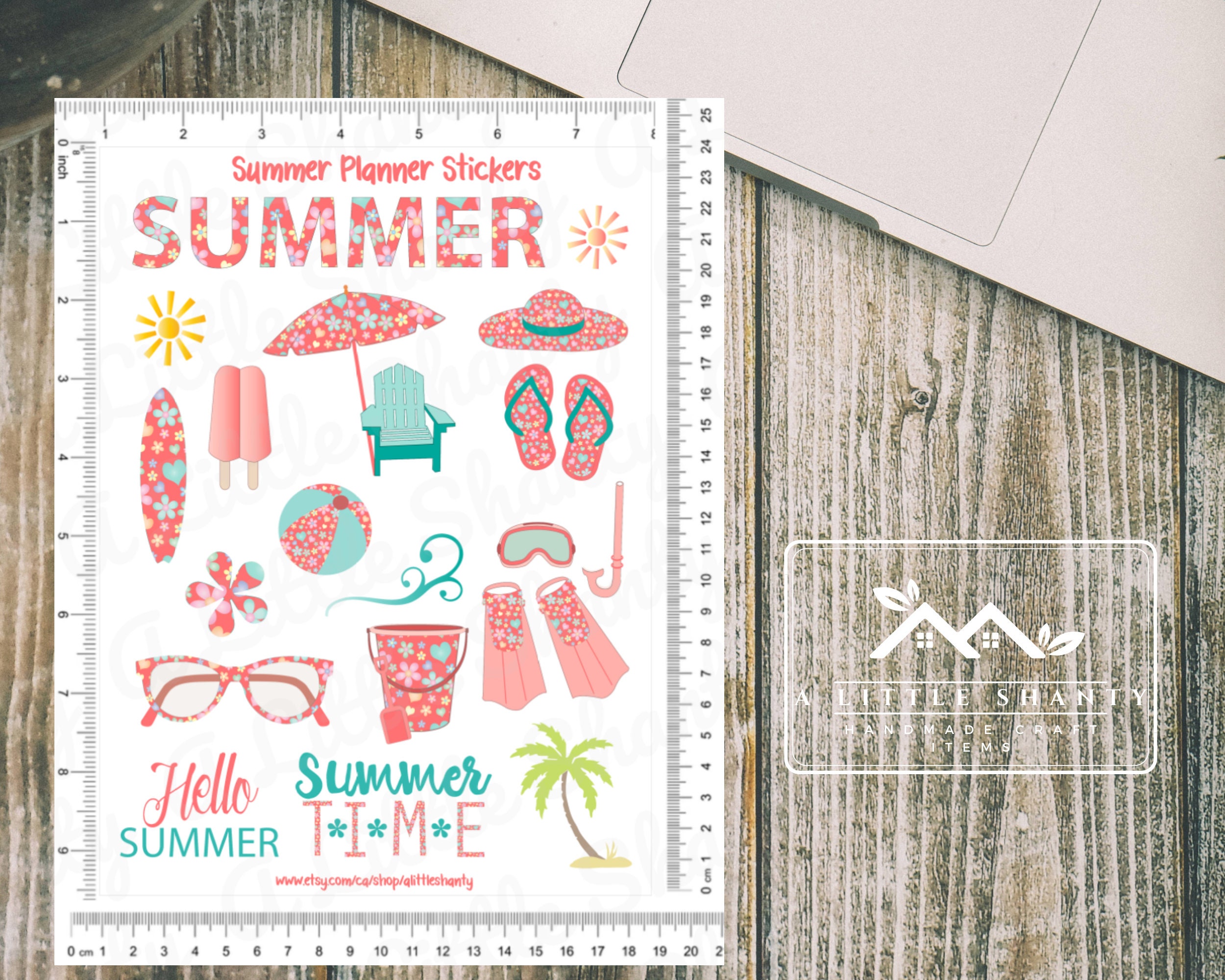 Summer Planner Sticker Sheet,card Making,scrapbook,planner,gift Tag ...