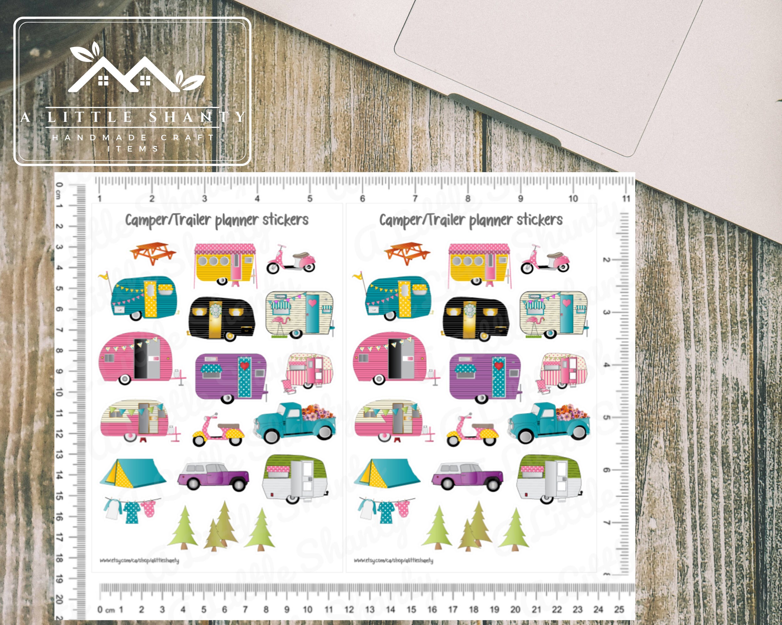 Vintage Camper/trailer Sticker Sheet,card Making,scrapbook,planner,tent ...