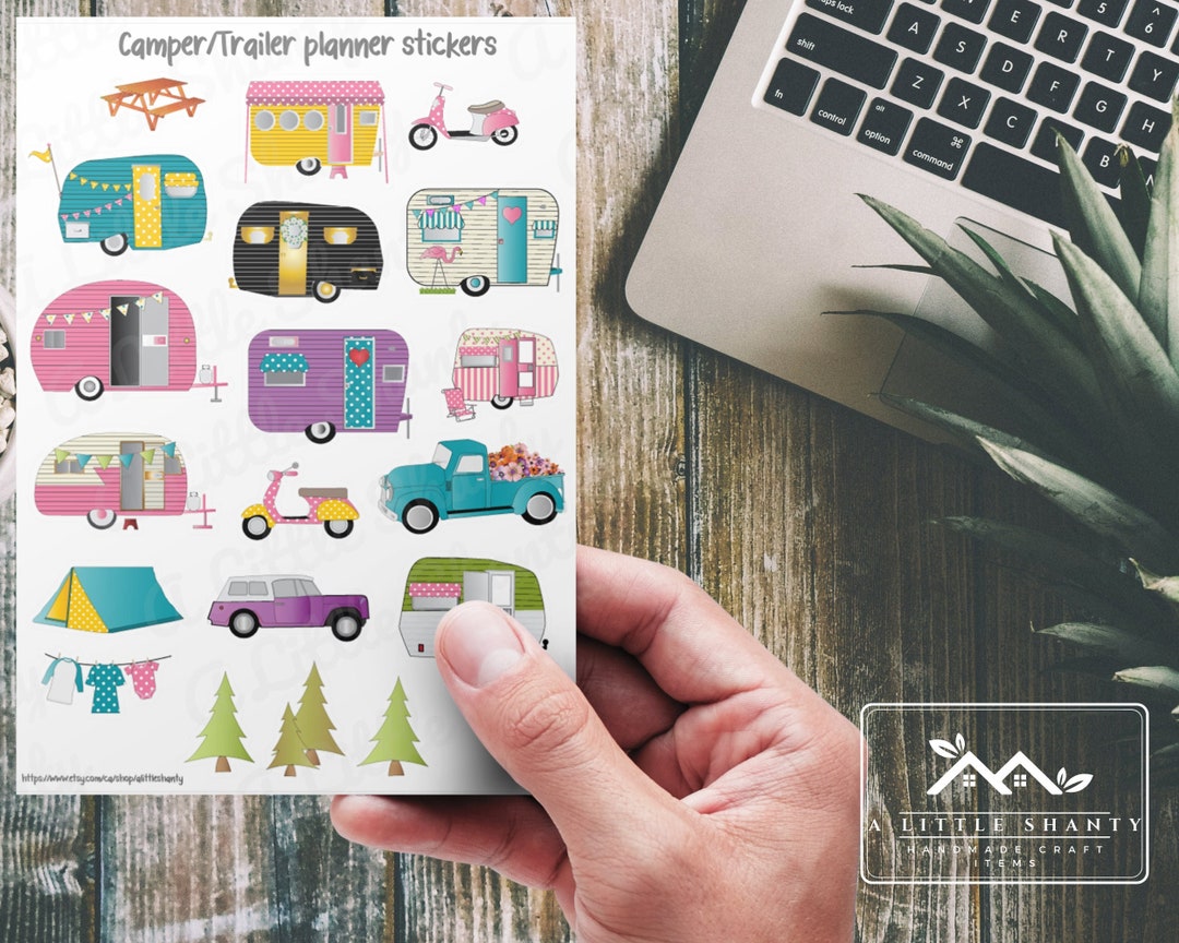 Vintage Camper/trailer Sticker Sheet,card Making,scrapbook,planner,tent ...
