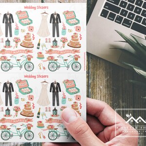 Wedding Stickers - Just Married, Bride and Groom, Floral Wedding Decor ...
