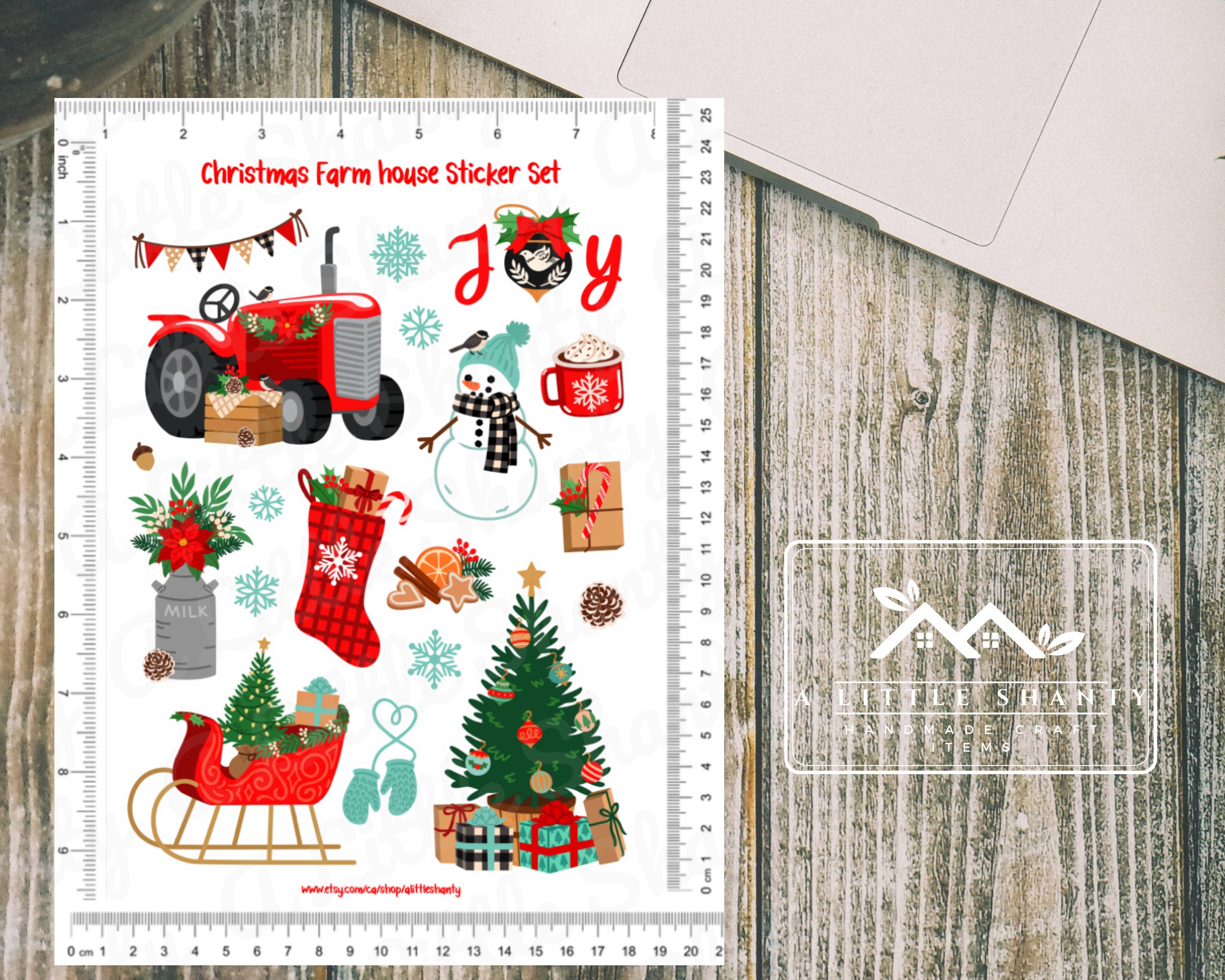 Christmas Farm House Sticker Sheetcard Makingscrapbookkids - Etsy Canada