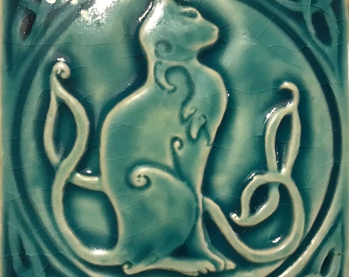 4"celtic Cat Ceramic Tile - Etsy