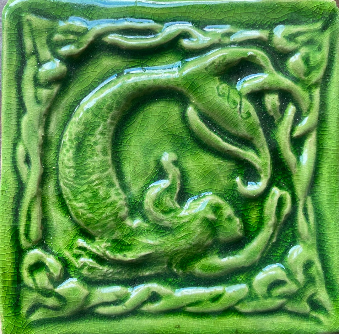 4"handmade Celtic Mermaid Ceramic Bas Relief Tile in Crackle Apple ...
