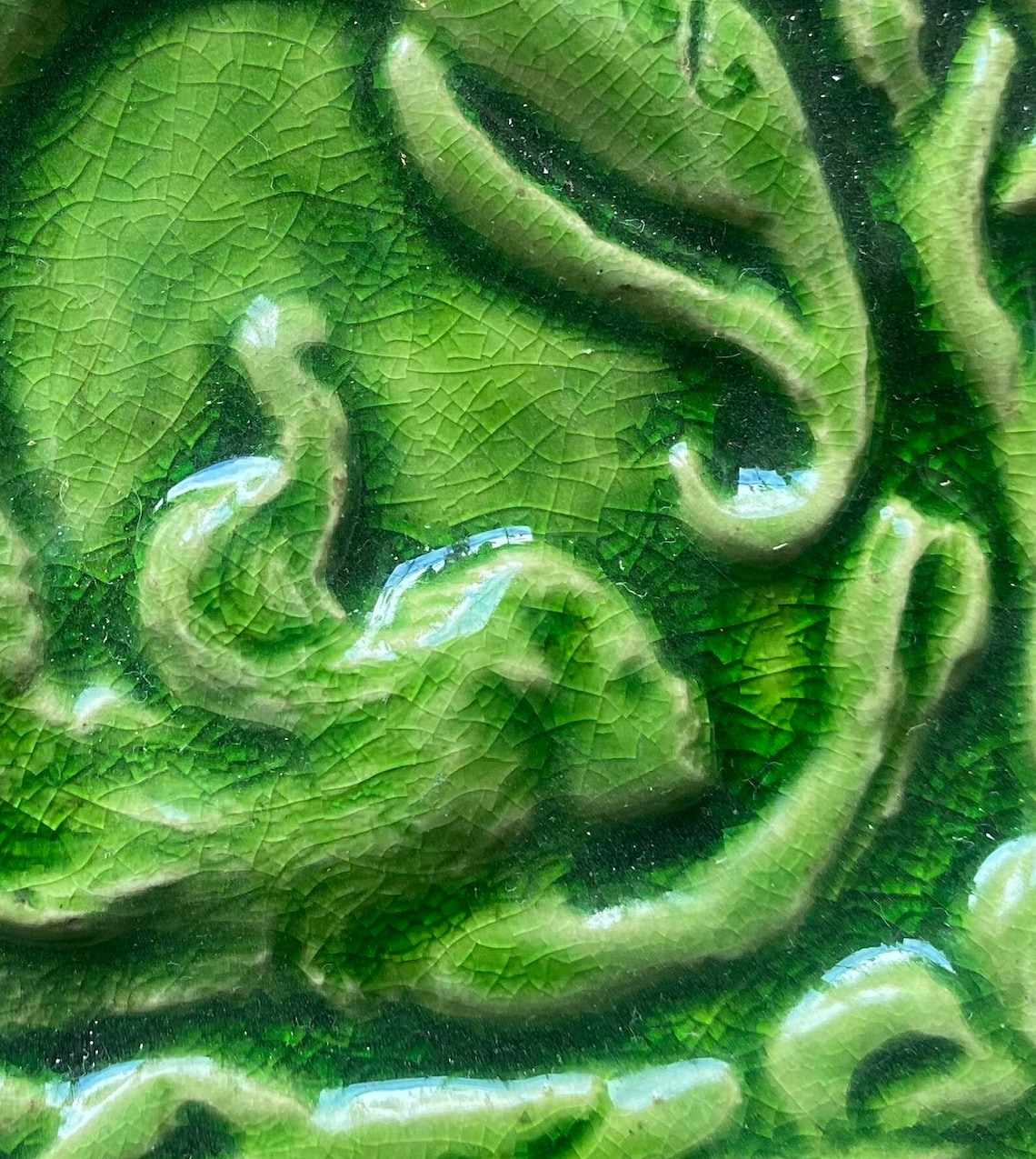 4"handmade Celtic Mermaid Ceramic Bas Relief Tile in Crackle Apple ...