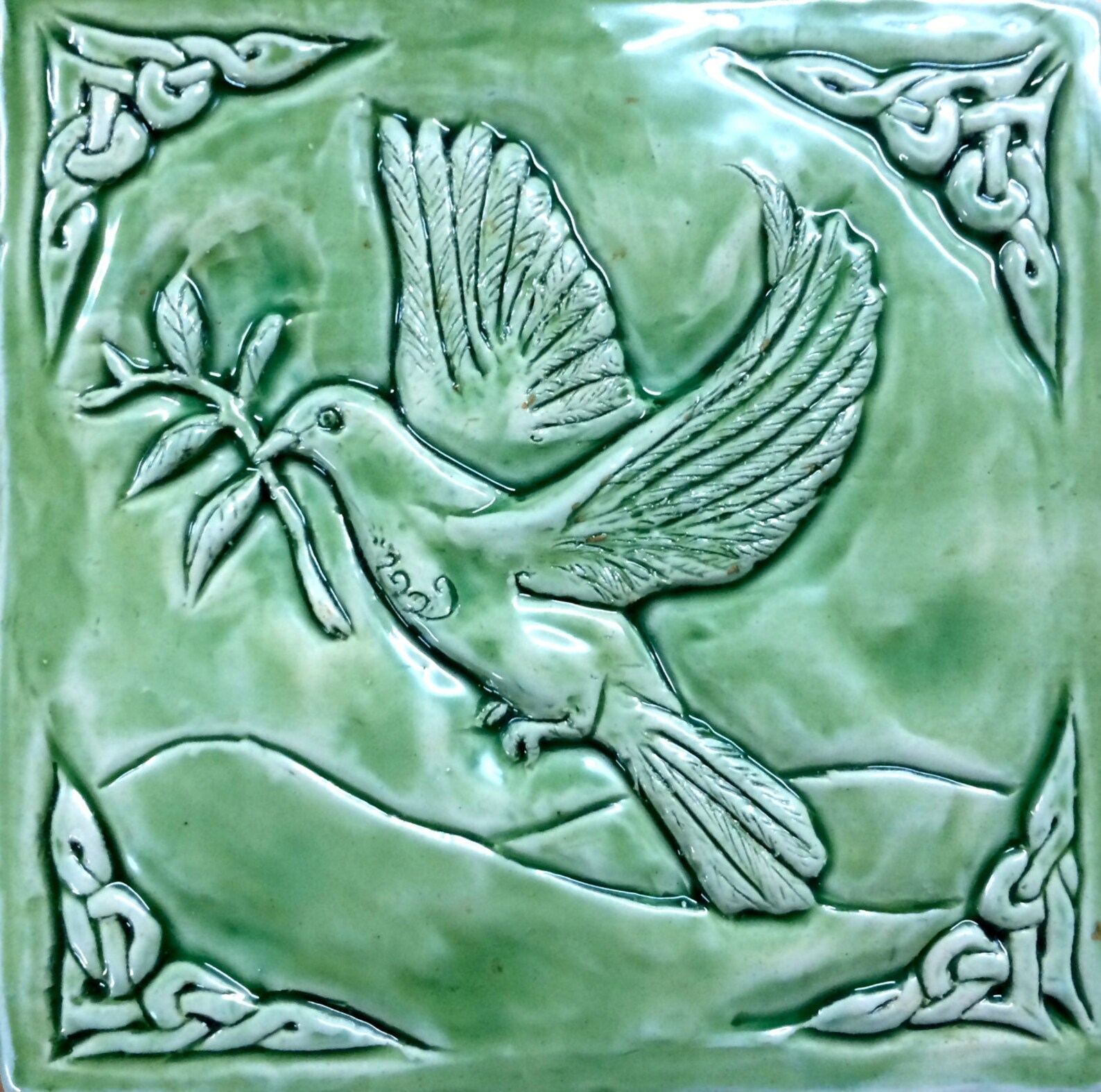 Handmade Celtic Dove of Peace Ceramic Bas Relief Tile in Apple | Etsy