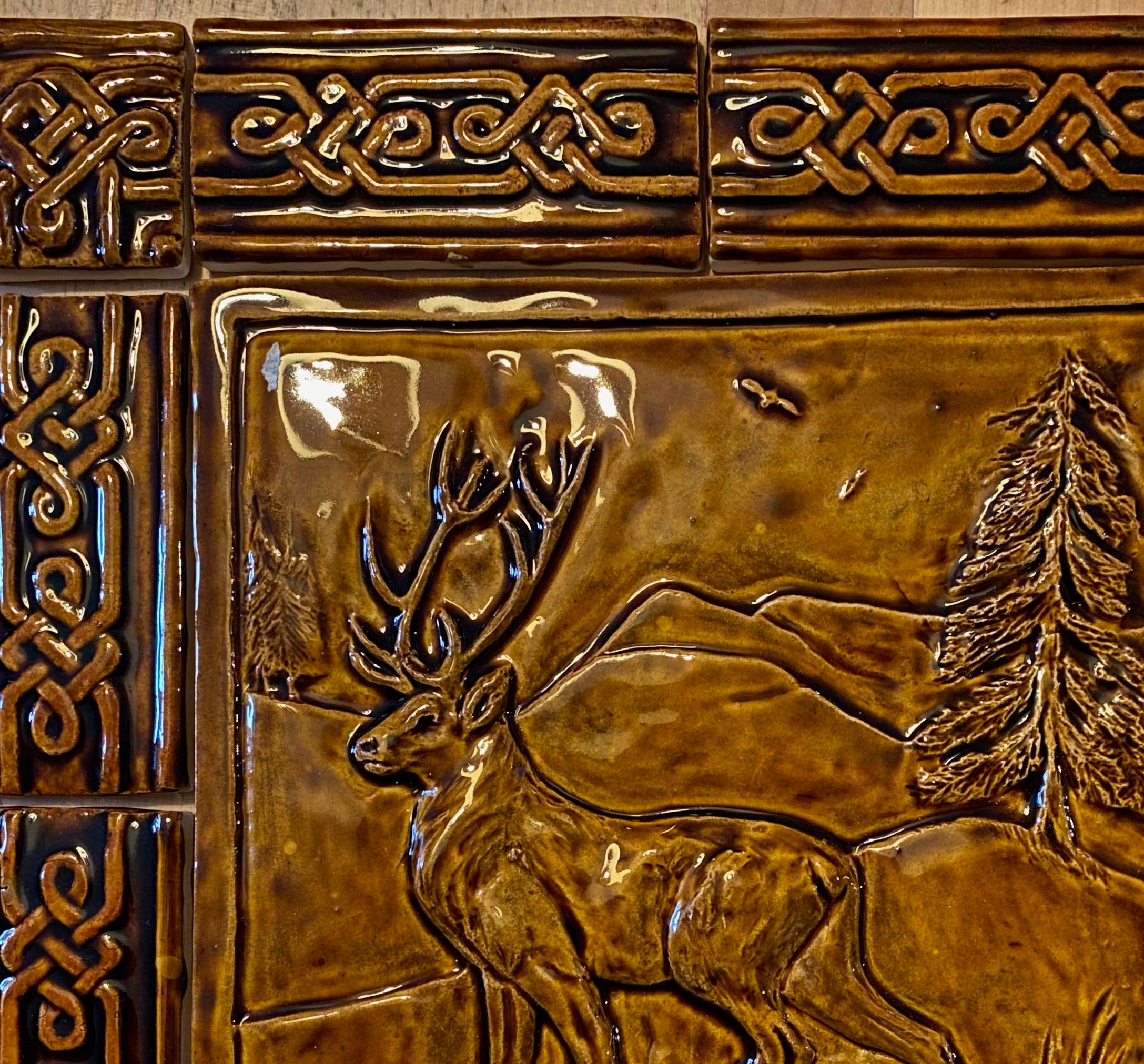 12celtic Stag Ceramic Bas Relief Tile in Sienna Glaze - Etsy