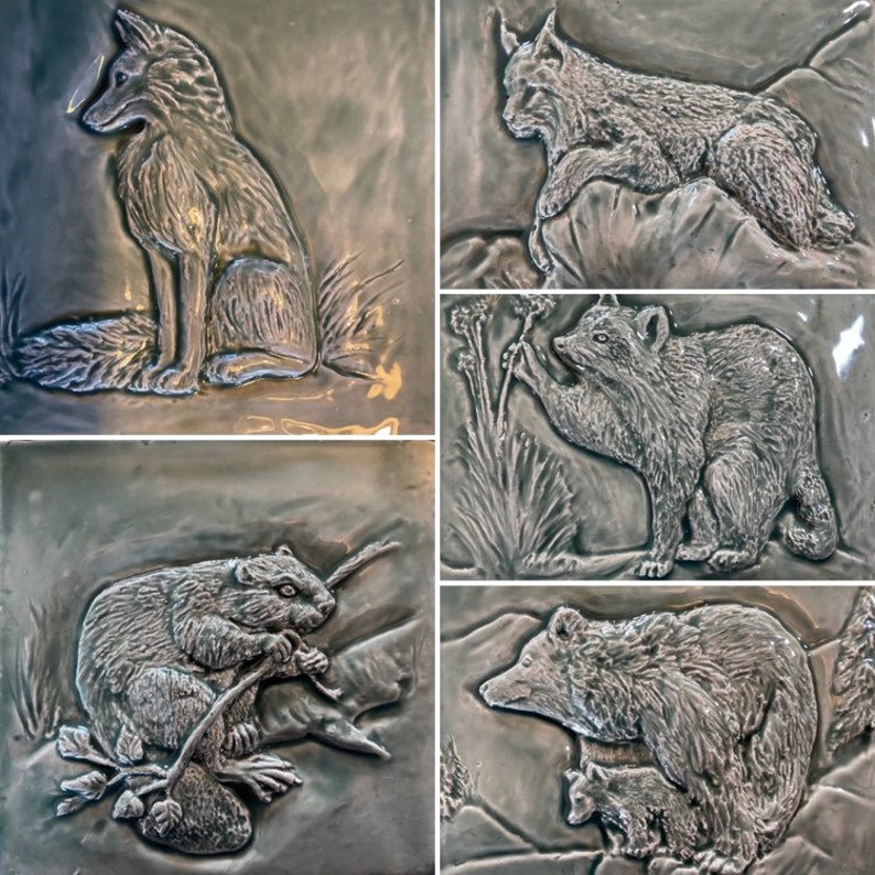 6" Handmade Bas -relief Ceramic Momma Bear and Cub Tile - Etsy