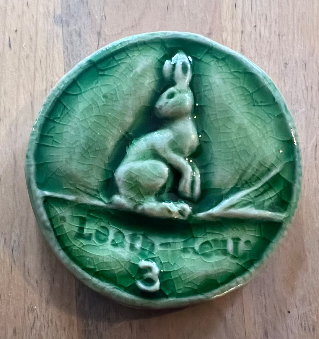 Round Ceramic Bas-relief Irish Hare Tile Inspired by the Old Irish Coin ...