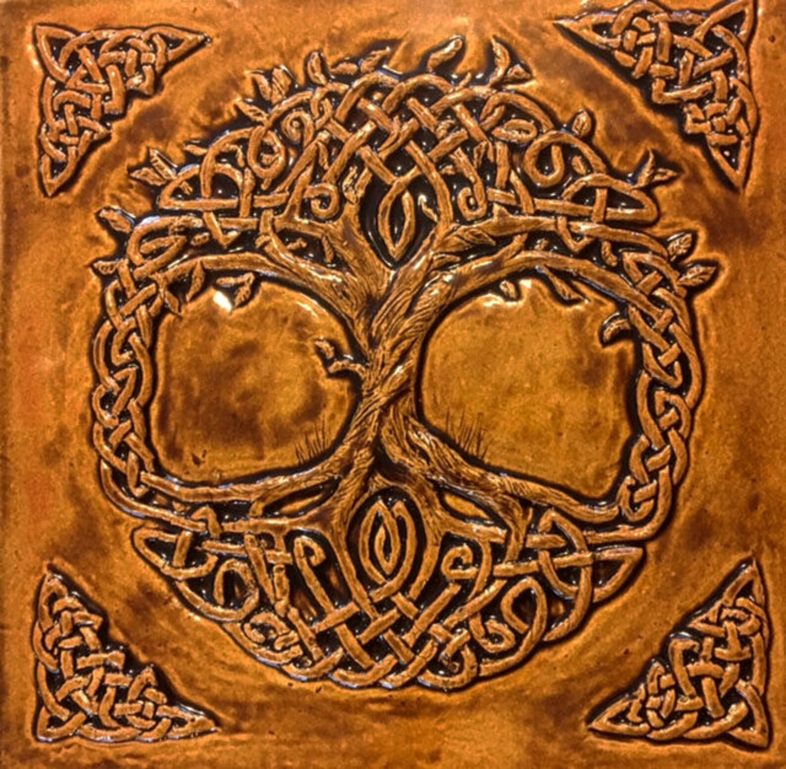 Ceramic 12 Celtic Tree of Life With Burnt Sienna Glaze - Etsy