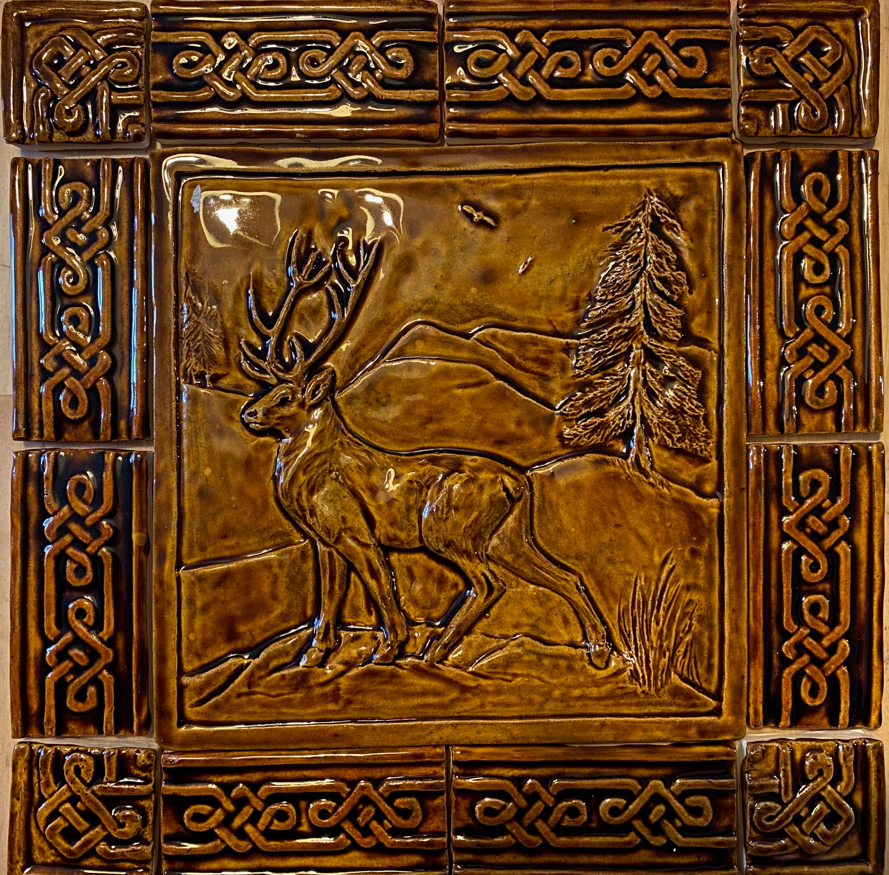 12celtic Stag Ceramic Bas Relief Tile in Sienna Glaze - Etsy