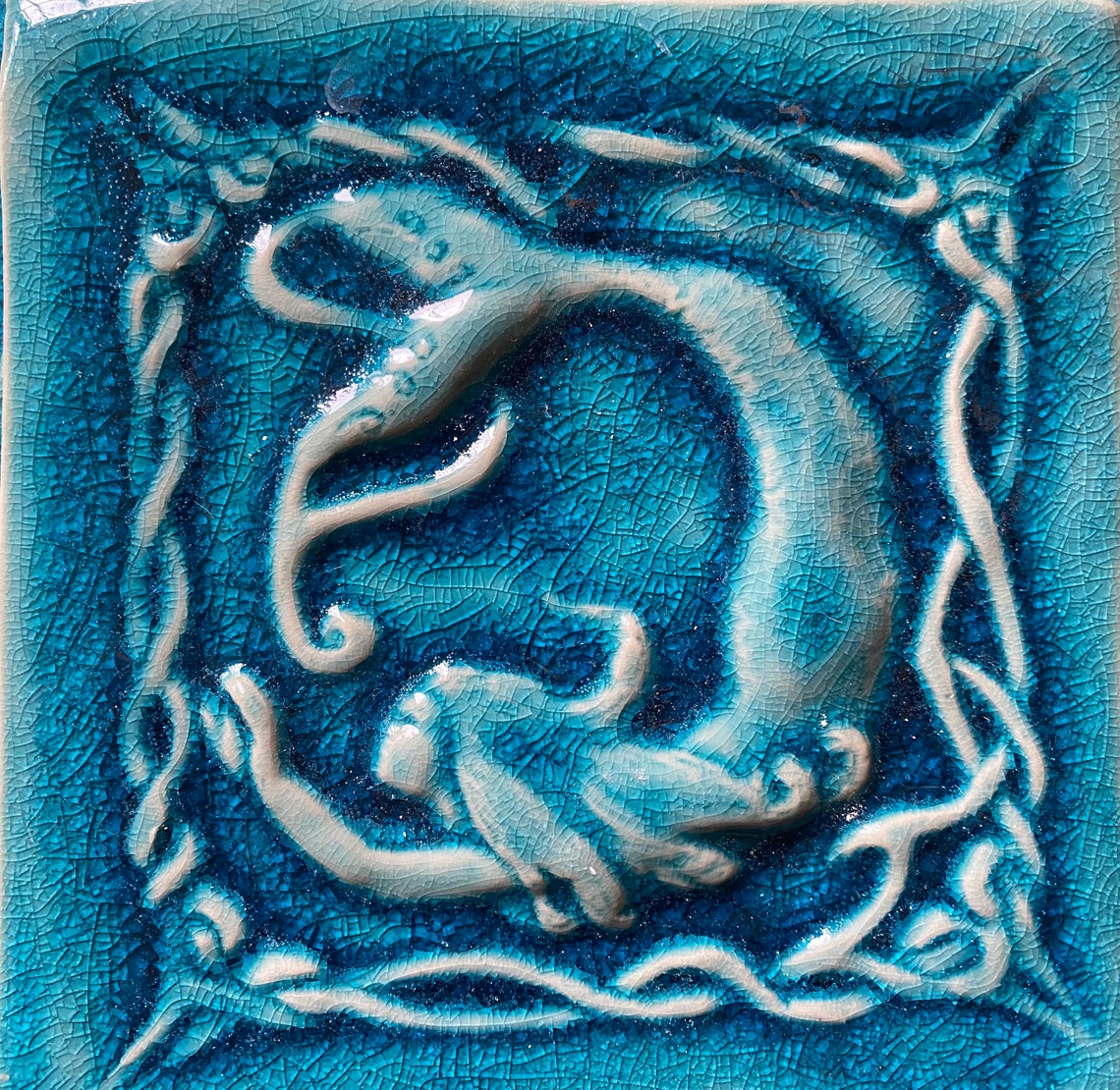 Handmade Celtic Mermaid Ceramic Bas Relief Tile in Turquoise - Etsy