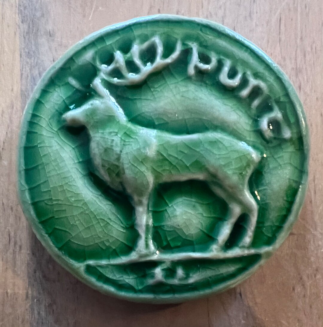 Round Ceramic Bas-relief Tile Deer Inspired by the Old Irish Coin ...