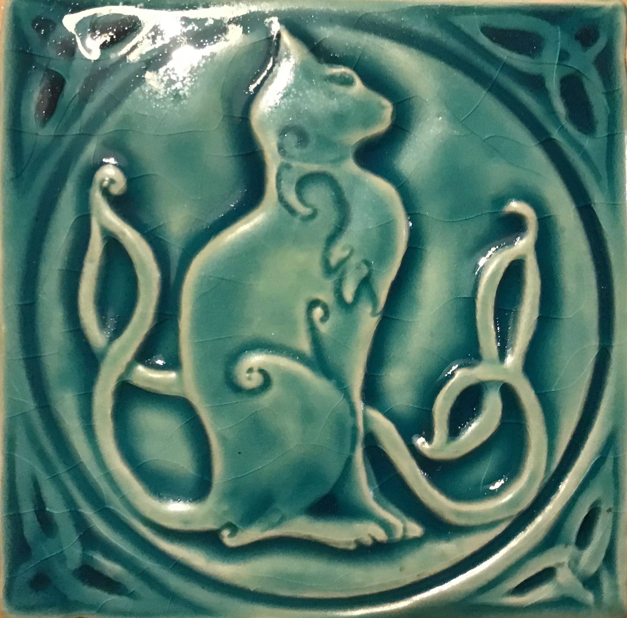 4"celtic Cat Ceramic Tile - Etsy