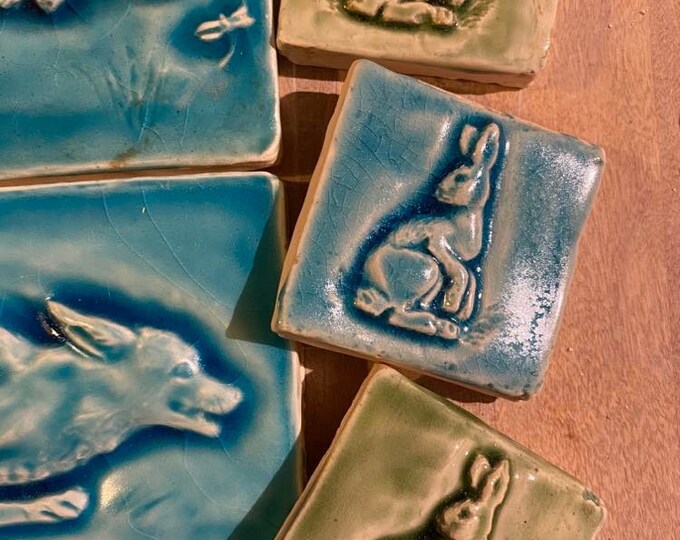 2ceramic Accent Tile With Bas Relief Irish Hare - Etsy