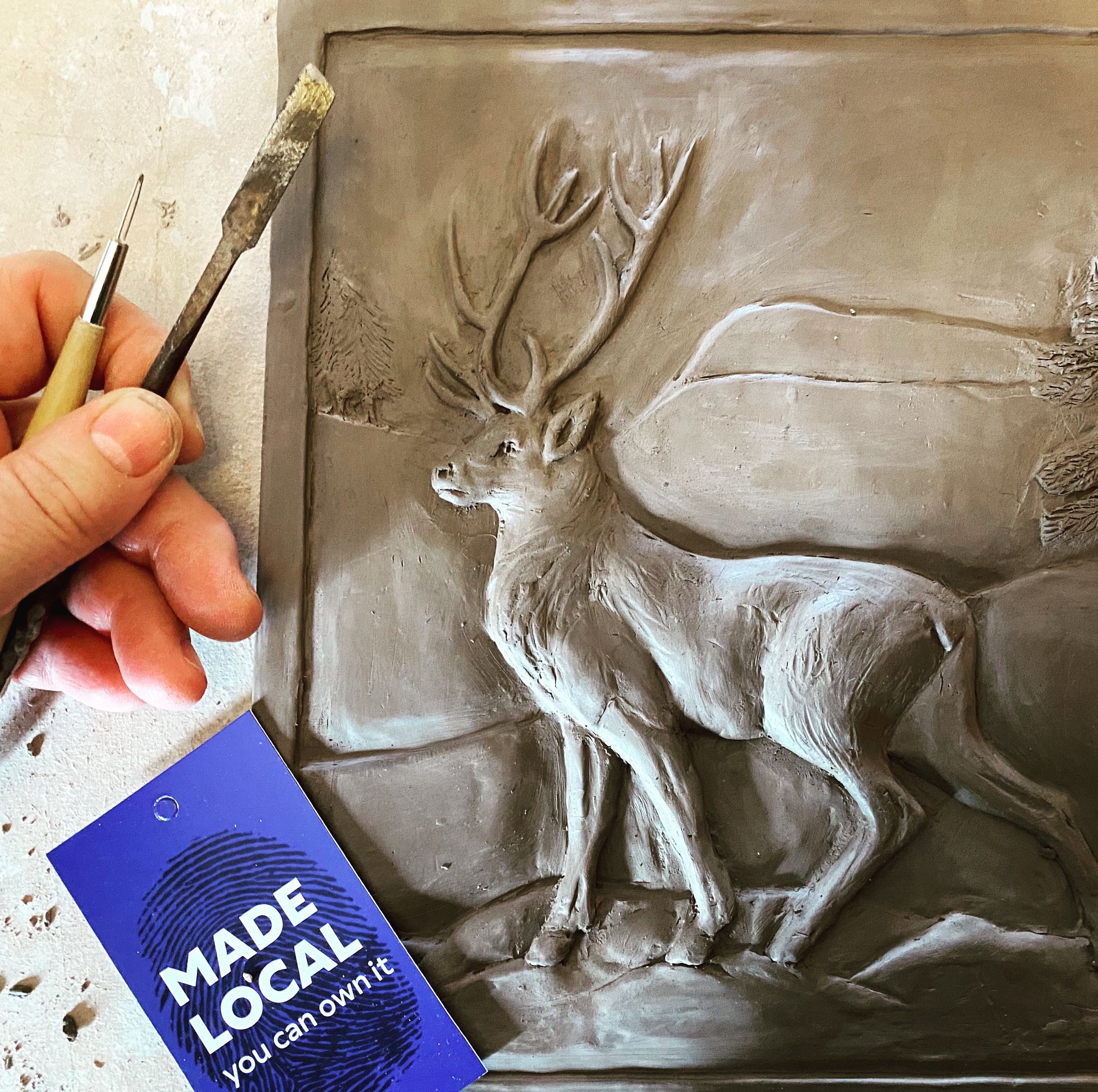 12celtic Stag Ceramic Bas Relief Tile in Sienna Glaze - Etsy
