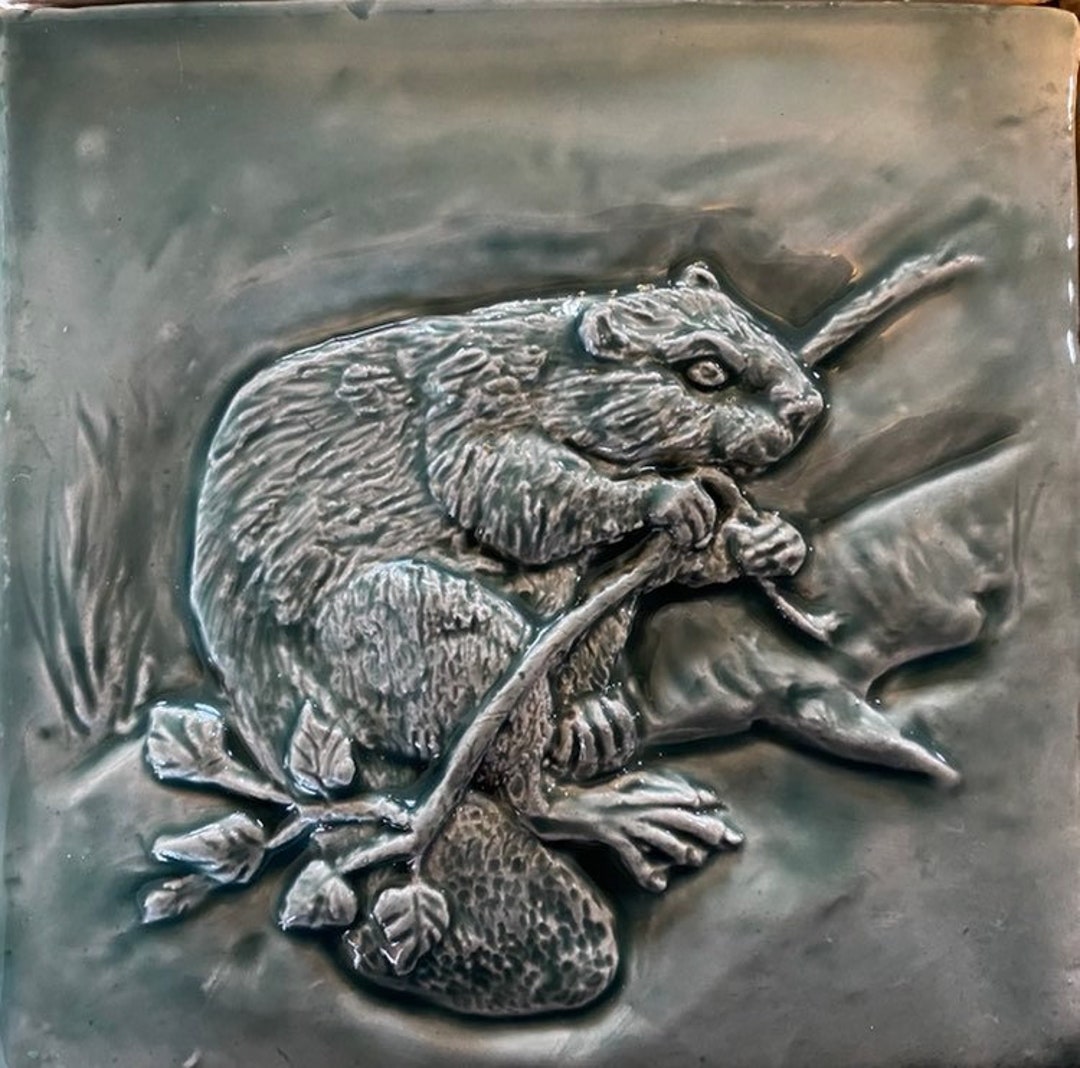6" Handmade Bas -relief Ceramic Beaver Tile - Etsy