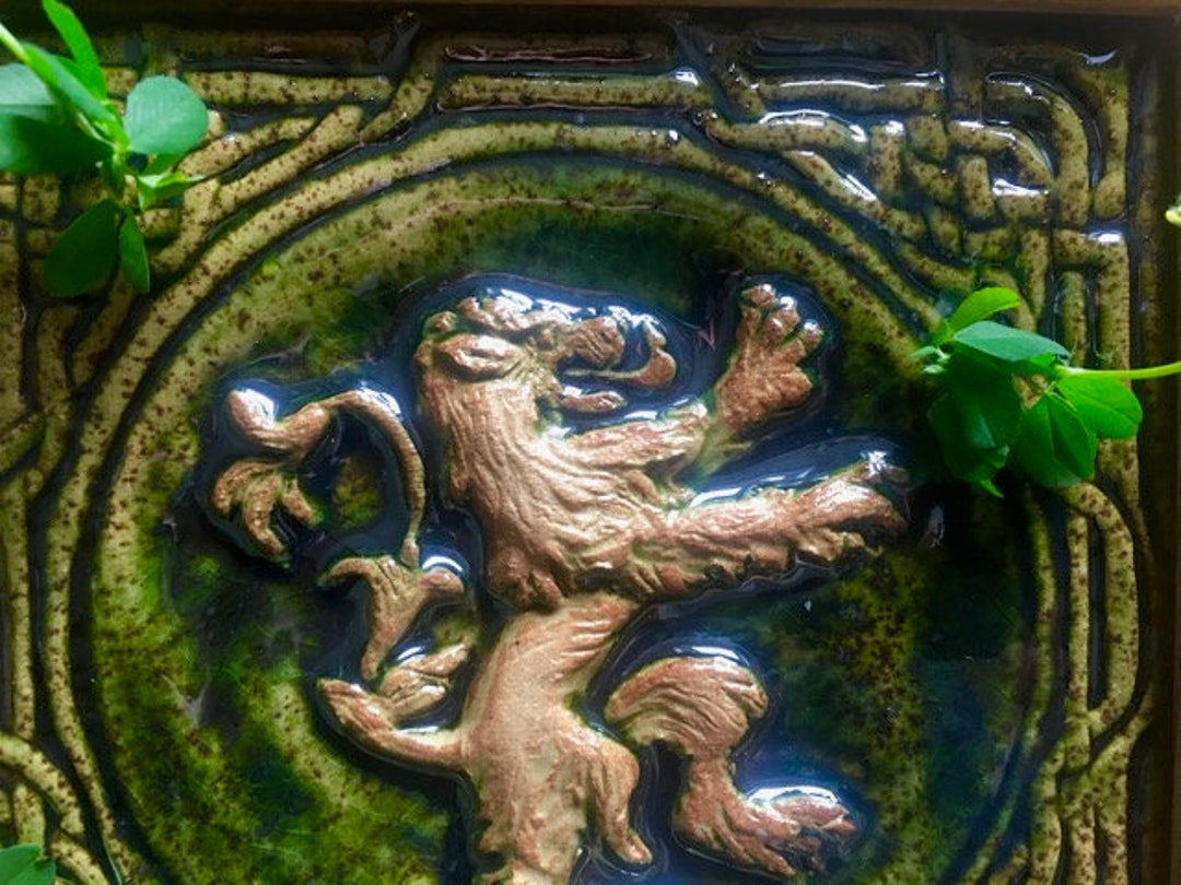 Framed Golden Lion Ceramic Tile in the Style of G.O.T Framed (house ...