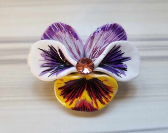 Violet Pin Purple Violet Pin Floral Brooch Purple Flower Pin Handmade ...