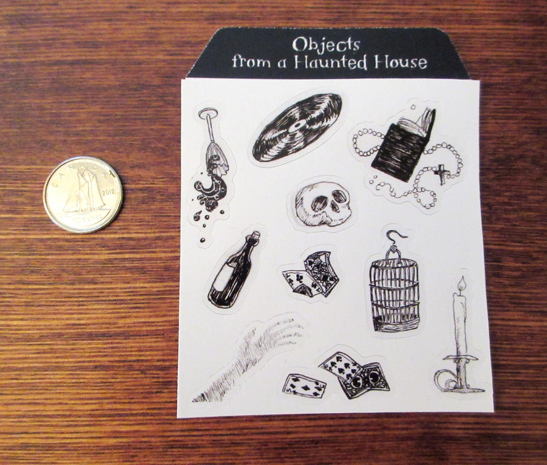 Haunted House Sticker Sheet, Horror Stickers, Edward Gorey Style - Etsy