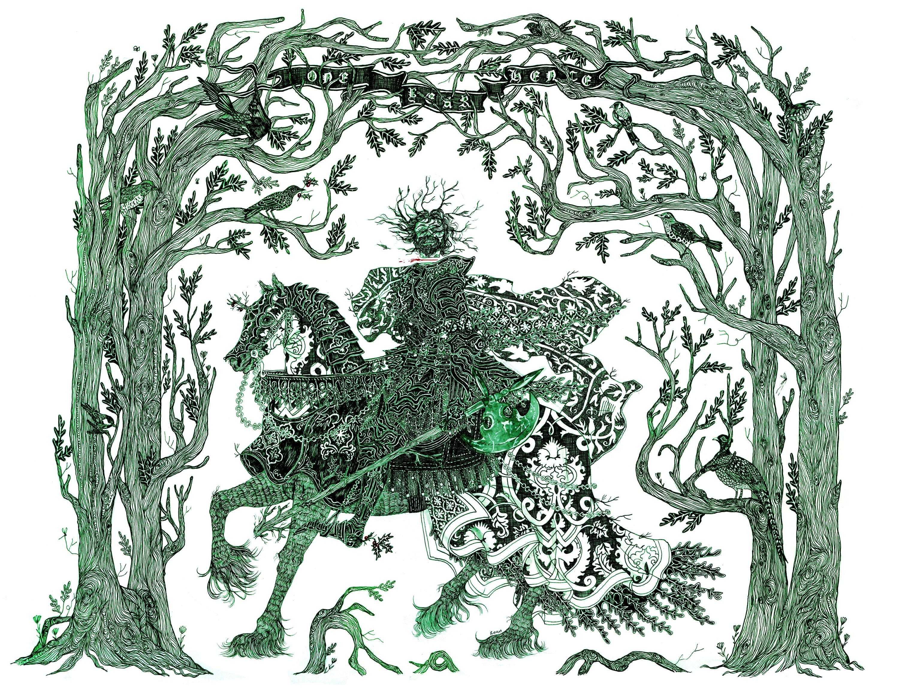 Sir Gawain and the Green Knight Print, Medieval, Arthurian Legend Art ...