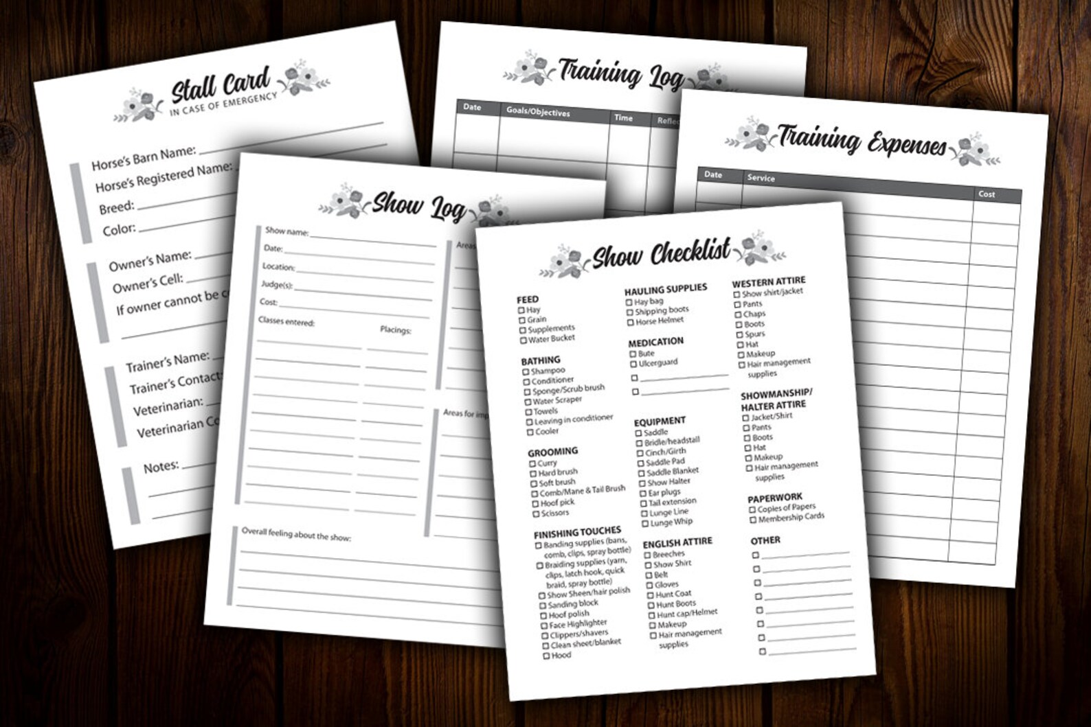 Horse Equine Record Keeping Log Book Planner Inserts - Etsy