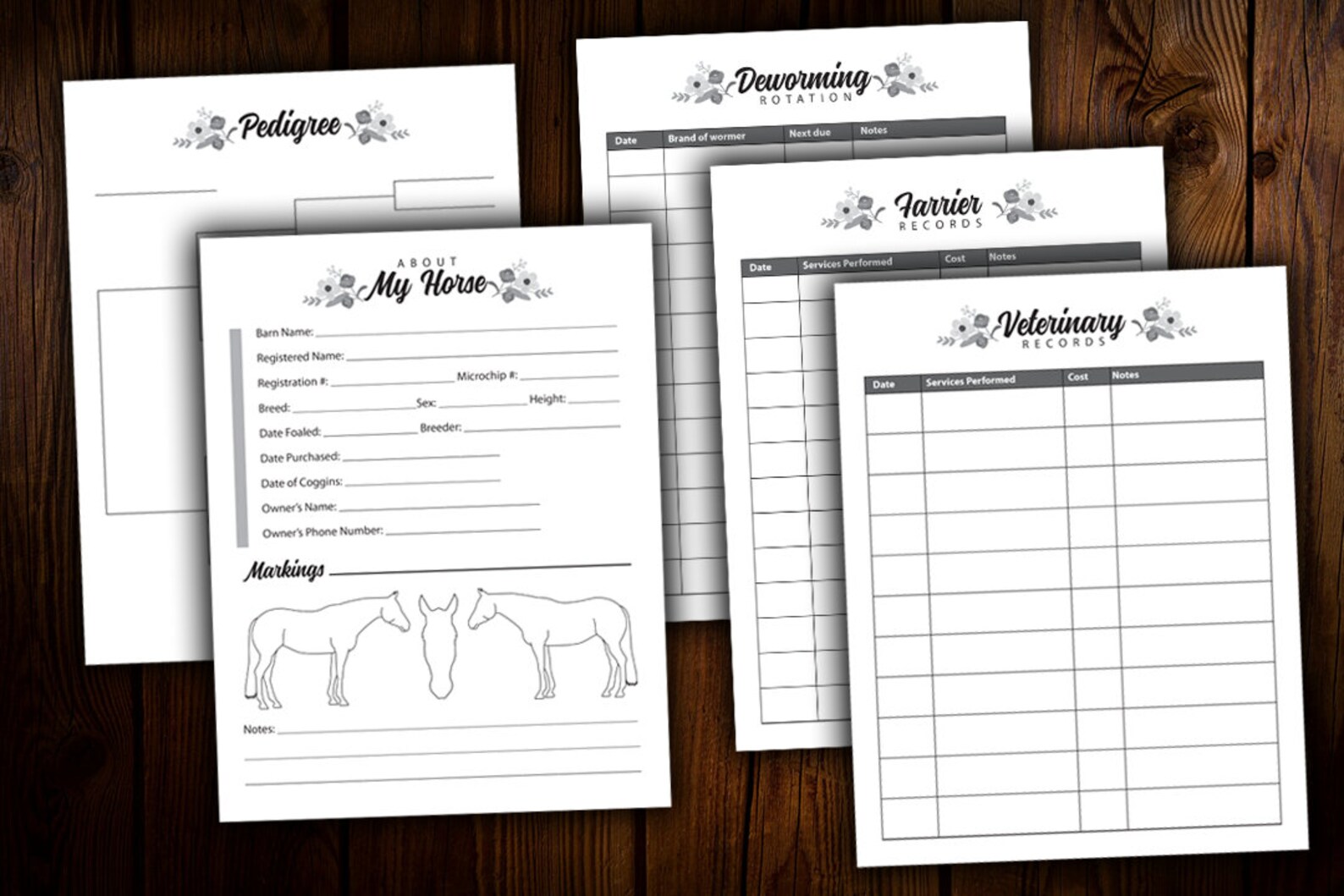 Horse Equine Record Keeping Log Book Planner Inserts - Etsy