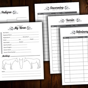 Horse Equine Record Keeping Log Book Planner Inserts - Etsy